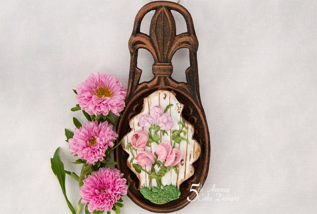 Rustic Sweet Pea Flower Cookie | 5th Avenue Cake Designs